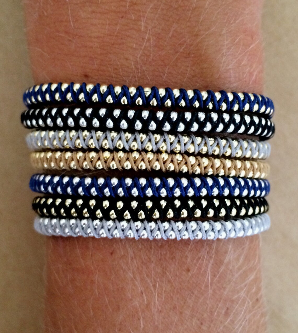 Double Ball Chain Friendship Macrame Bracelet Silver or Gold - Etsy