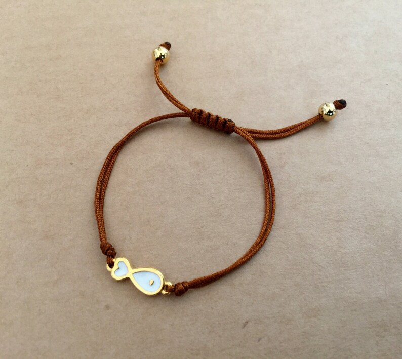 Gold Plated White Fish Charm Friendship Adjustable Bracelet - Etsy