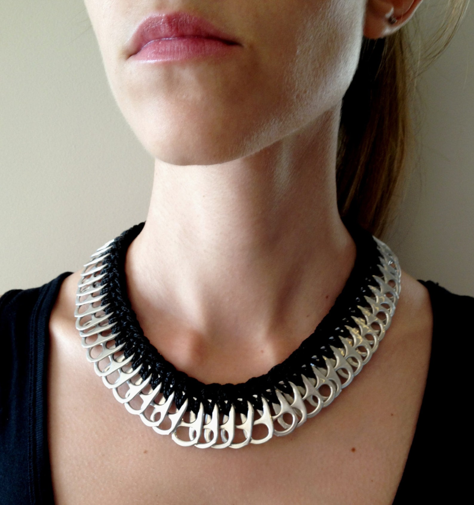 Handmade Black Soda/pop Pull Tab Crochet Recycled Necklace - Etsy