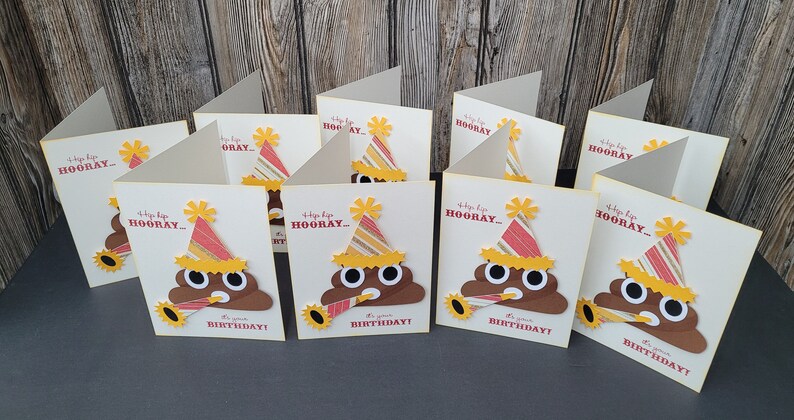 Handmade Birthday Poop Emoji A6 Card - Etsy