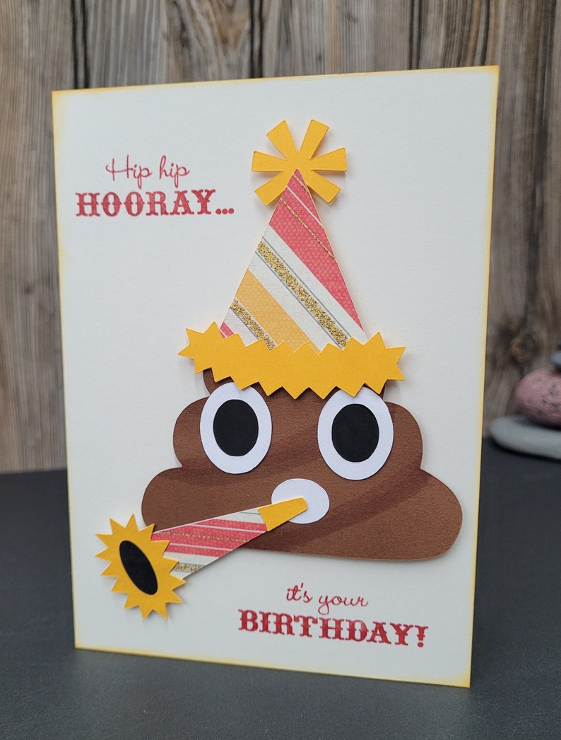 Handmade Birthday Poop Emoji A6 Card - Etsy