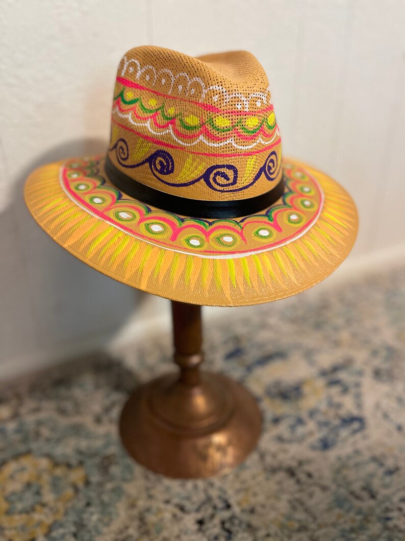 Custom Painted Straw Hat Yellow Beach Caribbean - Etsy