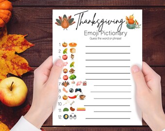 Thanksgiving Emoji Pictionary Game, Thanksgiving Printable Games, Fun ...