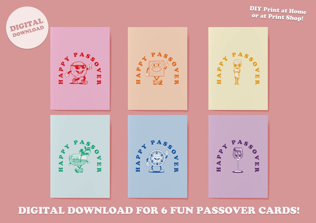 Cute Printable Passover Cards, Digital Download DIY, 2 Sizes - Etsy