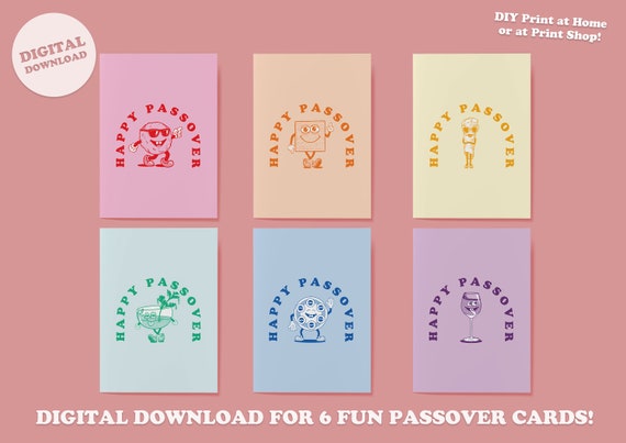 Cute Printable Passover Cards Digital Download DIY 2 Sizes - Etsy