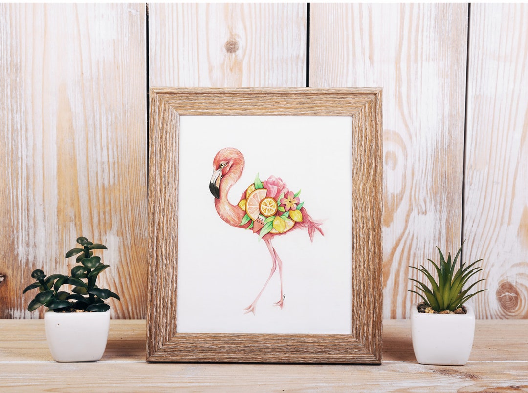 Pink Flemish Poster / Flamingo Print / Watercolor With Flemish / Lemon ...