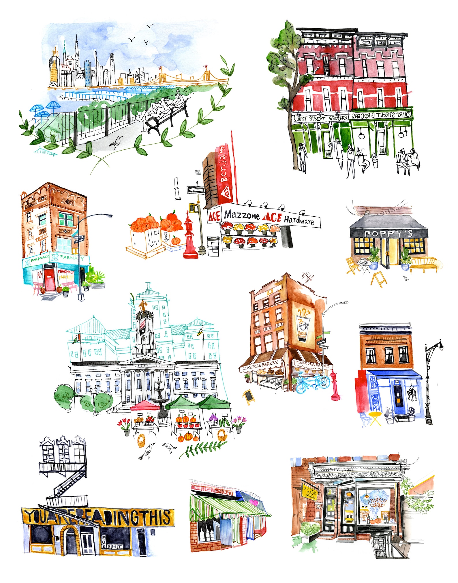 Mixed Brooklyn Storefronts Print - Etsy