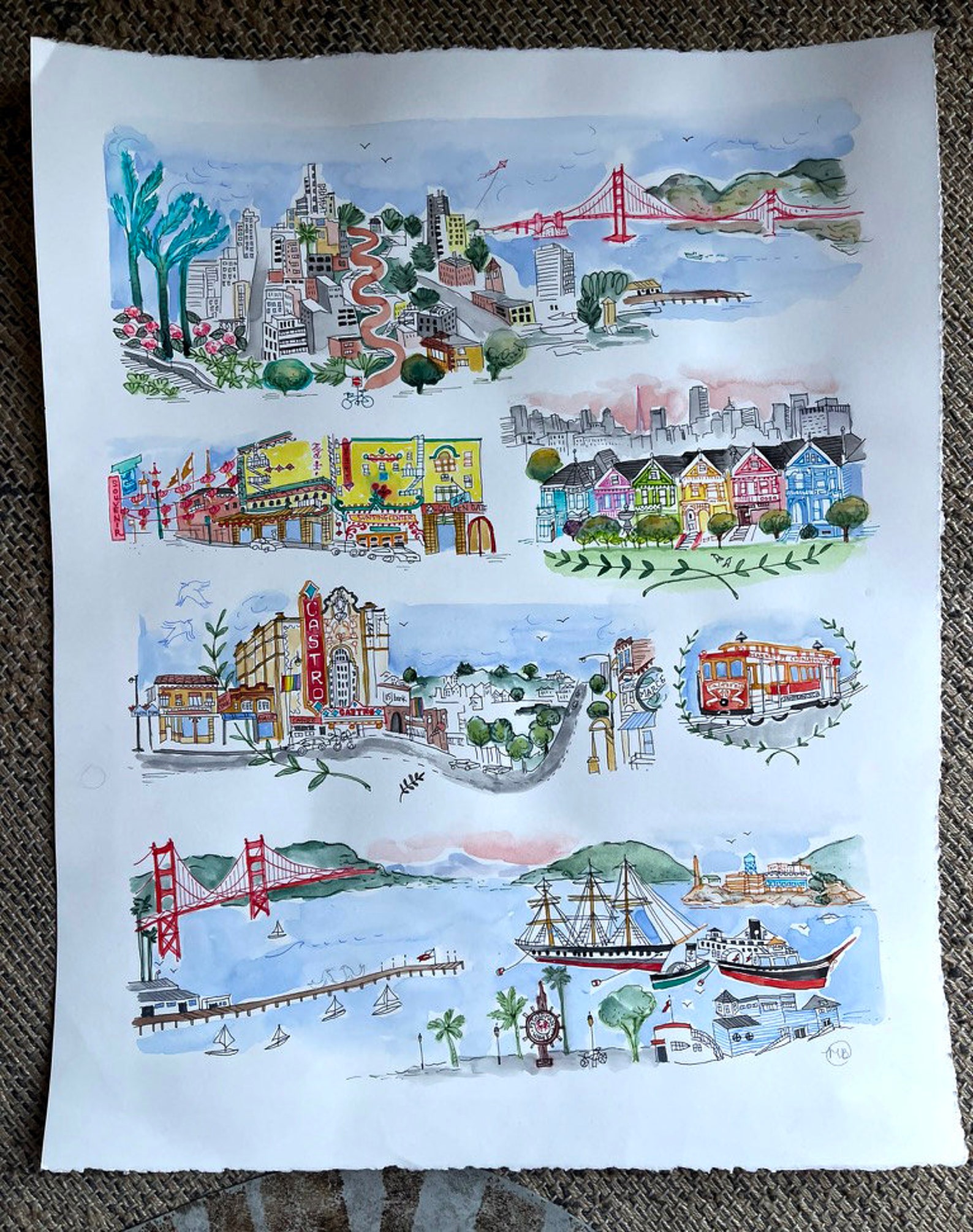 Custom Hand Painted Art of Favorite Landmarks Storefronts and - Etsy