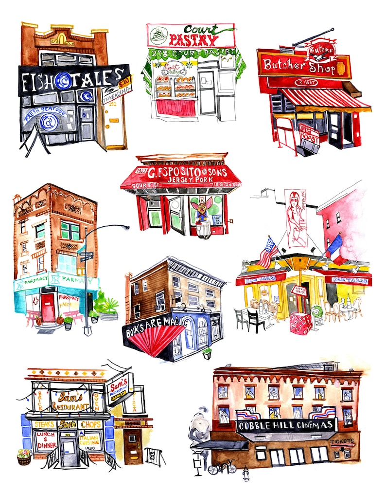 Mixed Brooklyn Storefronts Print - Etsy