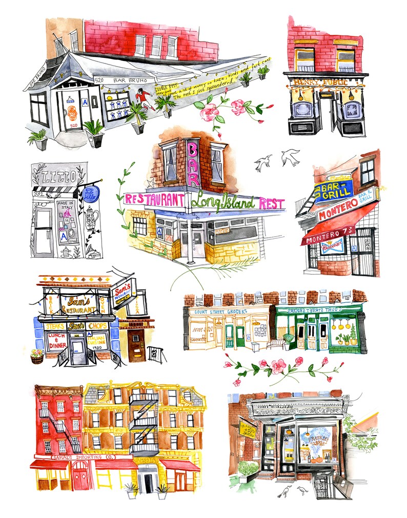 Mixed Brooklyn Storefronts Print - Etsy