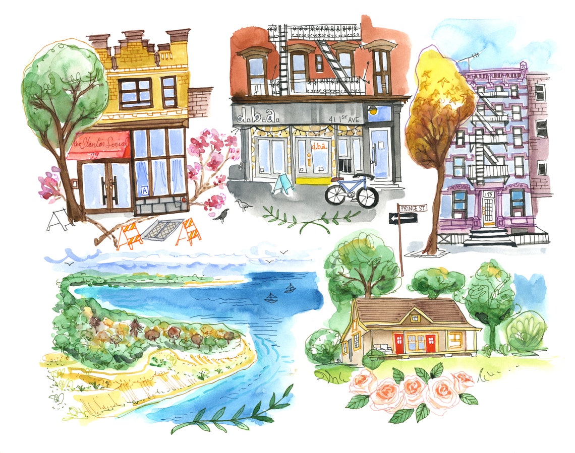 Gift of a Personalized Illustration of Their Favorite Places 11x14" - Etsy