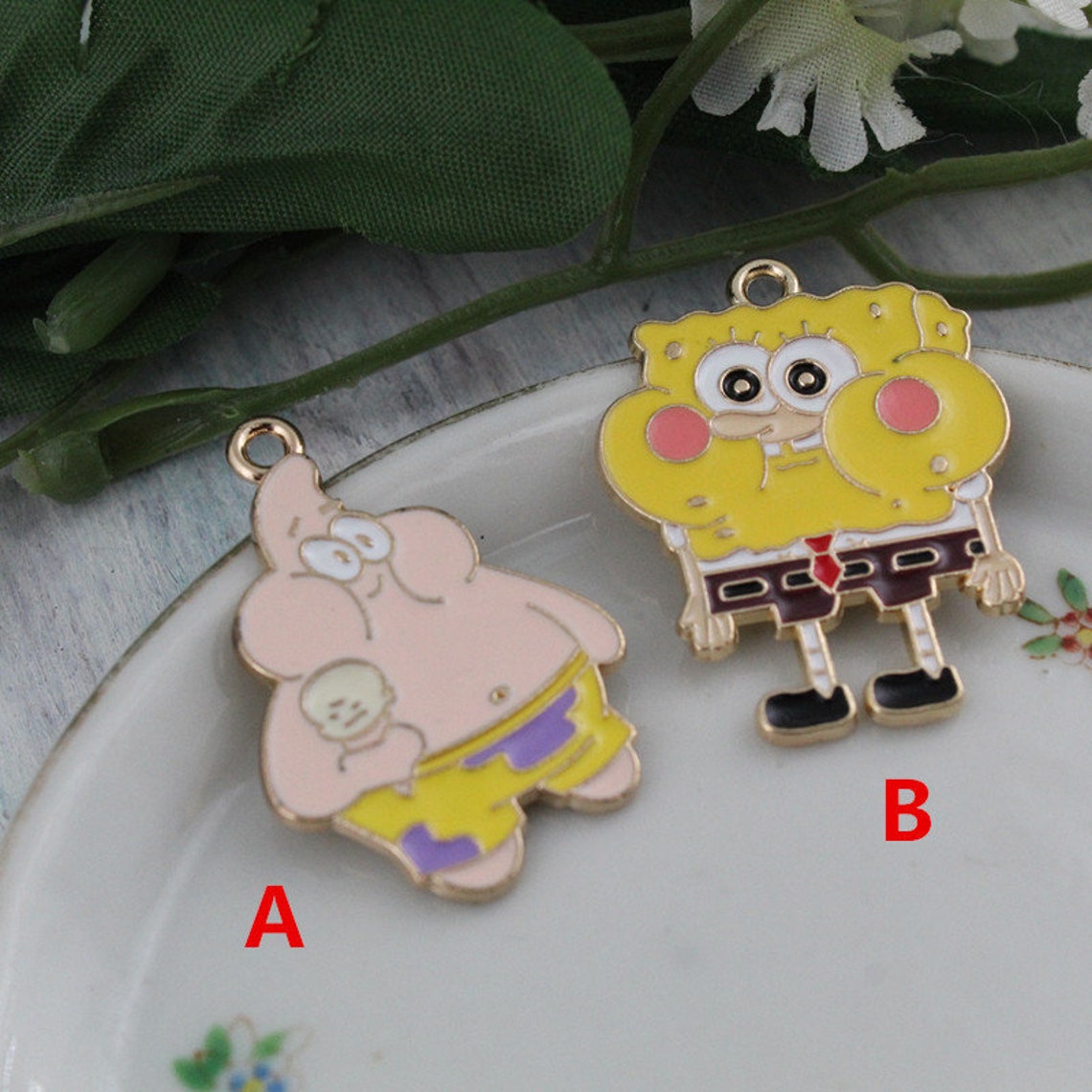 Cute Cartoon Character Gold Tone Enamel Charms Enamel Pendants - Etsy