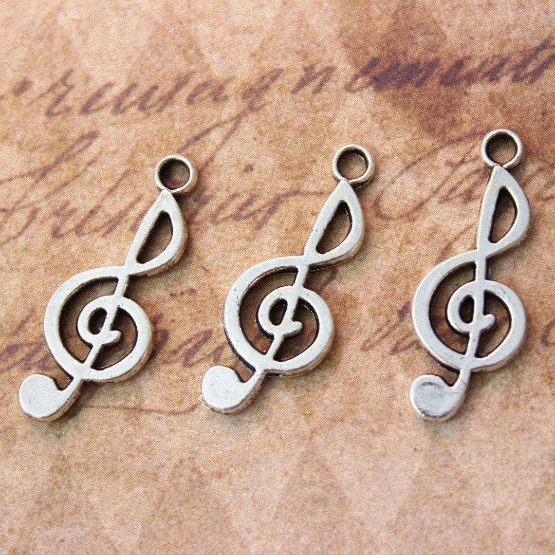 Music Note Charms Note Sign Pendant Antiqued Silver Tone - Etsy
