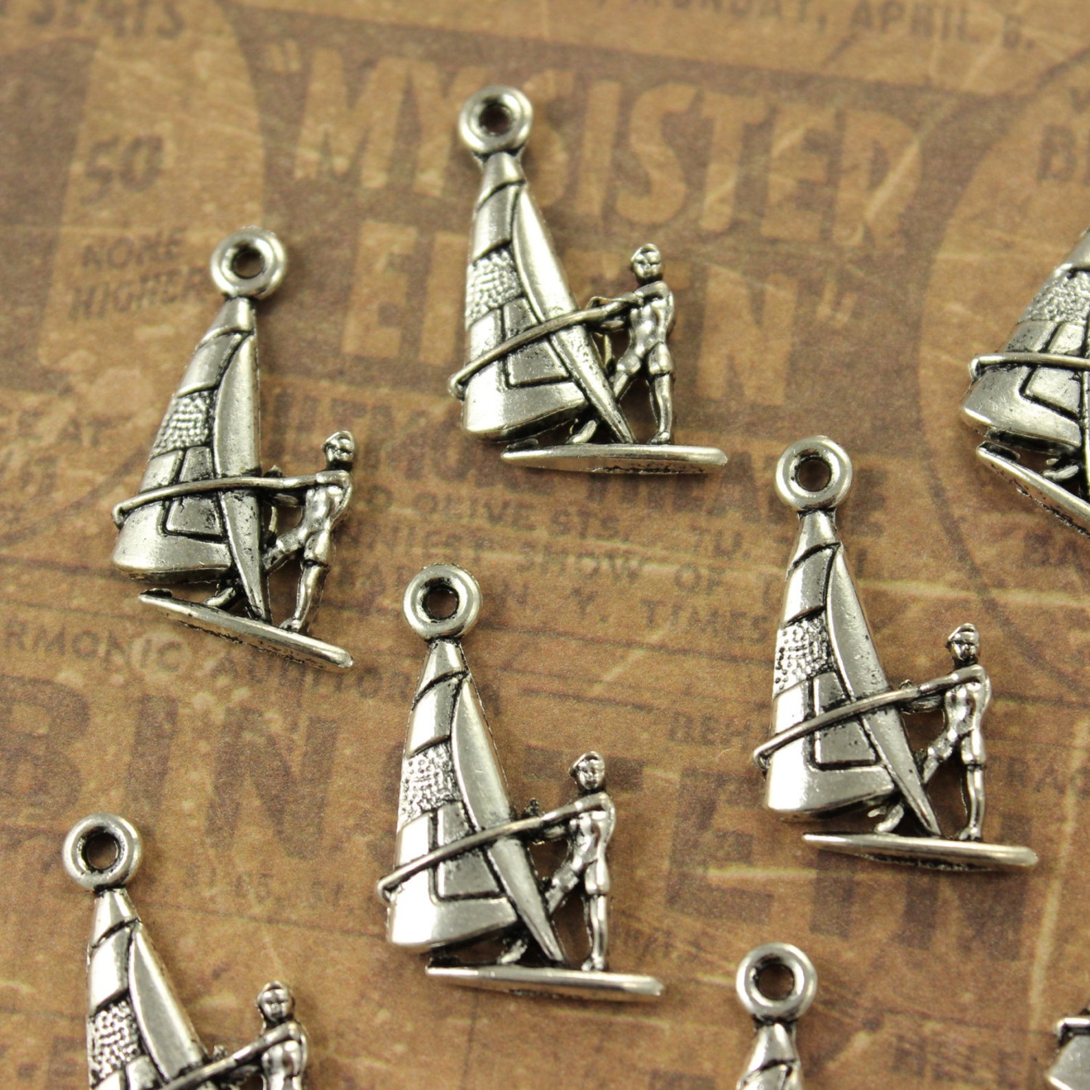 10 Windsurfer Charms Windsurfer Pendants Antiqued Silver Tone - Etsy