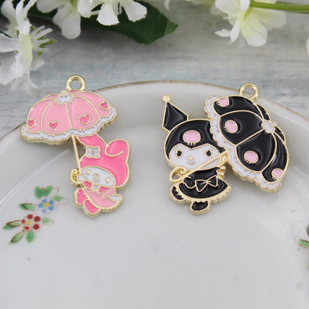 Set of 10 Cartoon Enamel Charms Gold Tone Enamel Pendants Handmade DIY ...