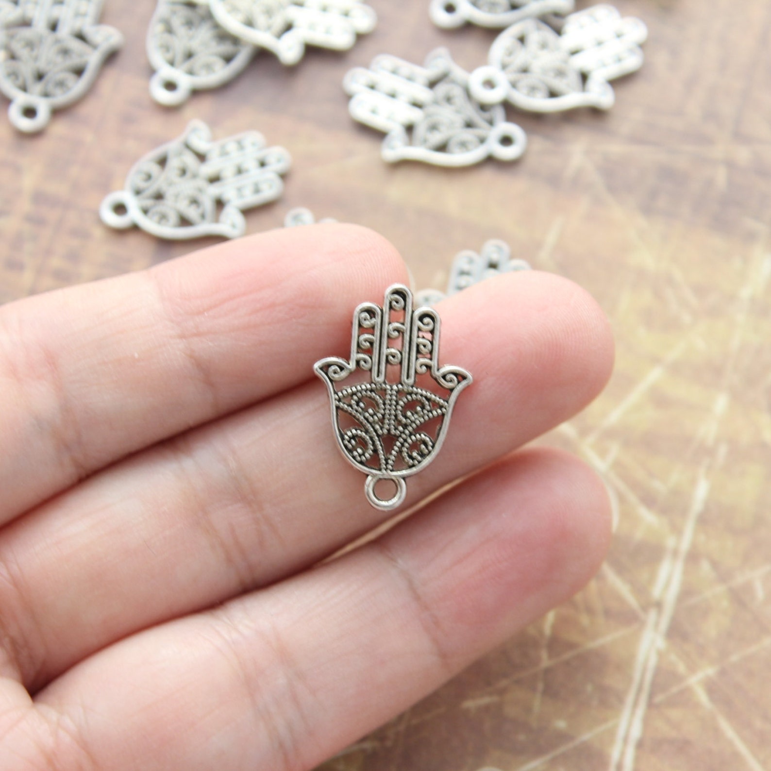 Small Hamsa Hand Charms Hamsa Hand Pendants Antiqued Silver - Etsy