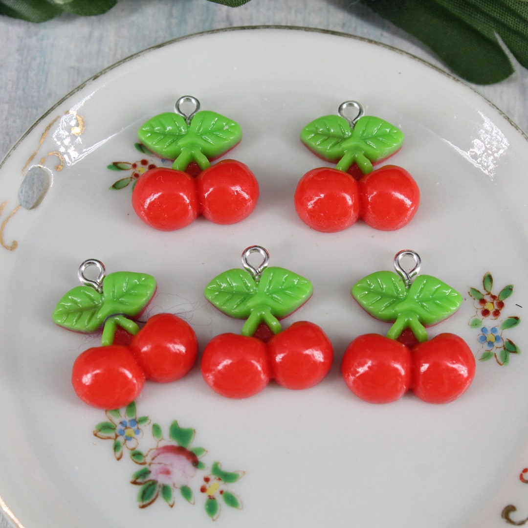 Mini Cherry Resin Charms Flat Back Cabochon Packs Handmade DIY Jewelry ...
