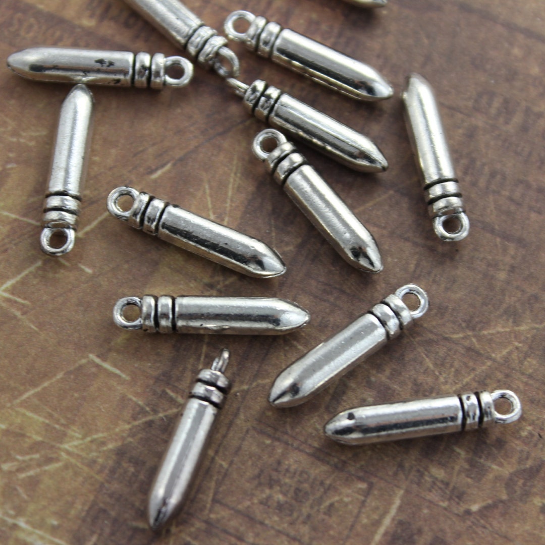 Bullet Charms Bullet Pendants Antiqued Tibetan Silver Double - Etsy