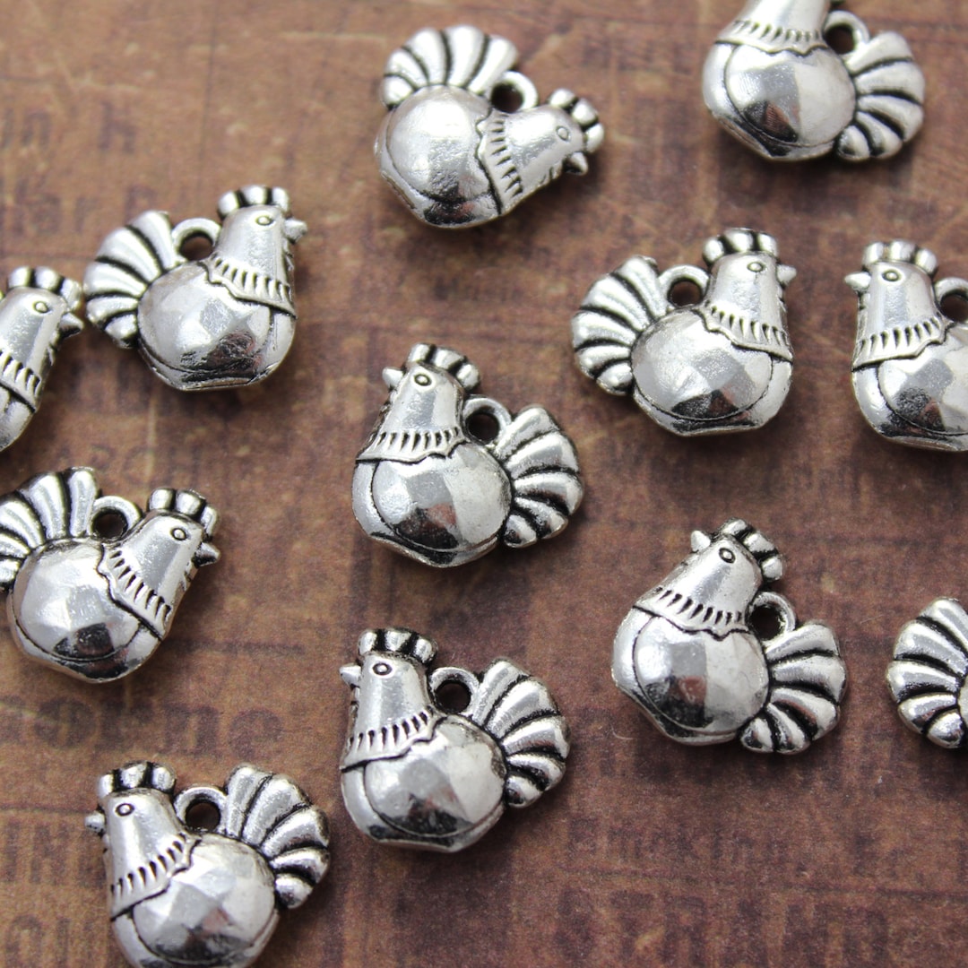 Hen Charms Chicken Charms Chicken Pendants Antiqued Silver - Etsy