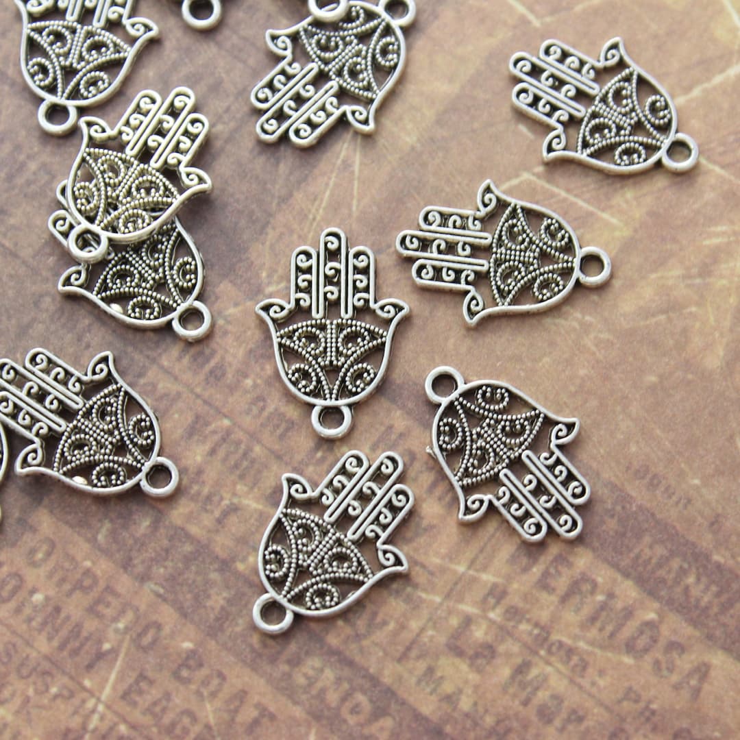 Small Hamsa Hand Charms Hamsa Hand Pendants Antiqued Silver - Etsy