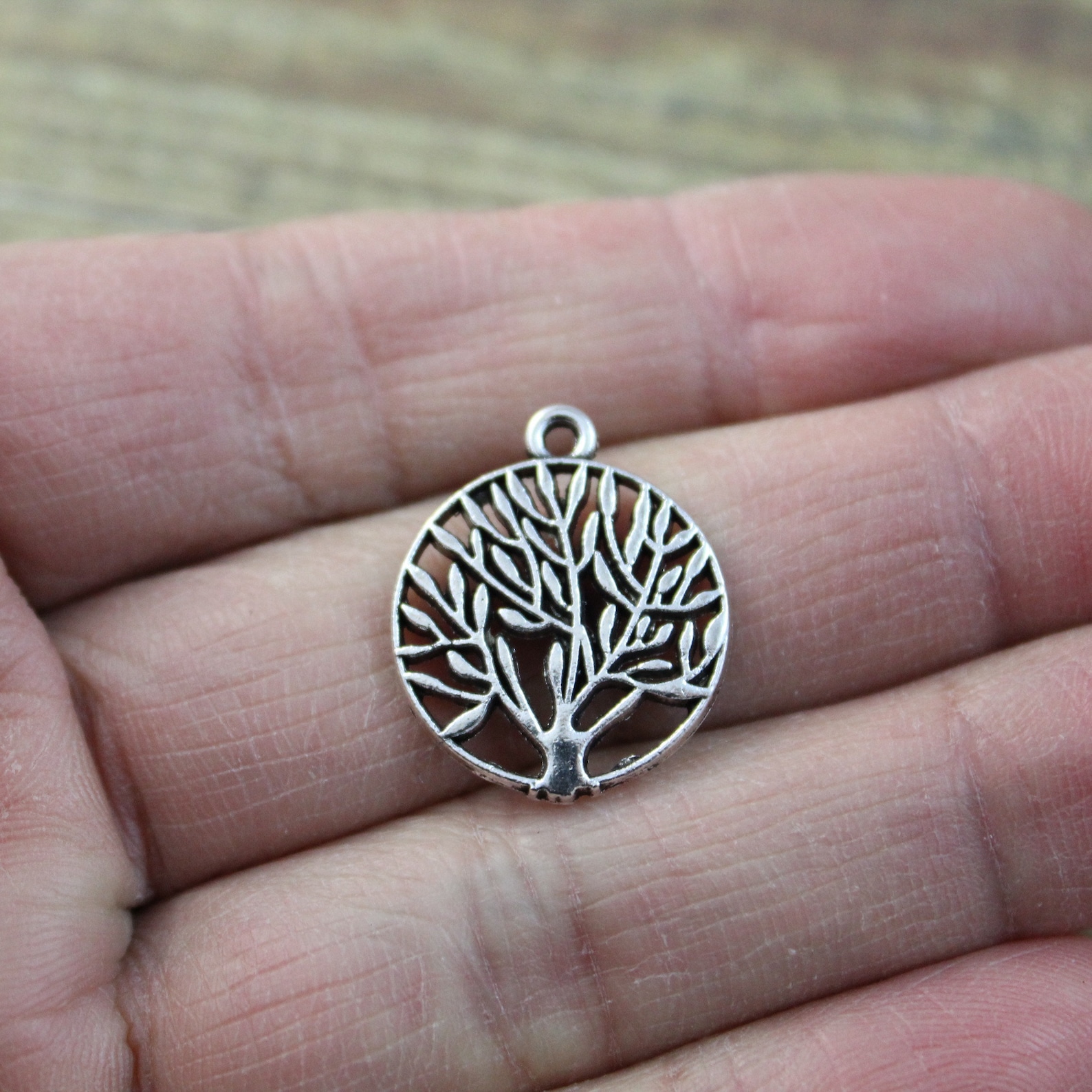 Tree of Life Charms Round Tree Pendants Antiqued Silver Tone - Etsy