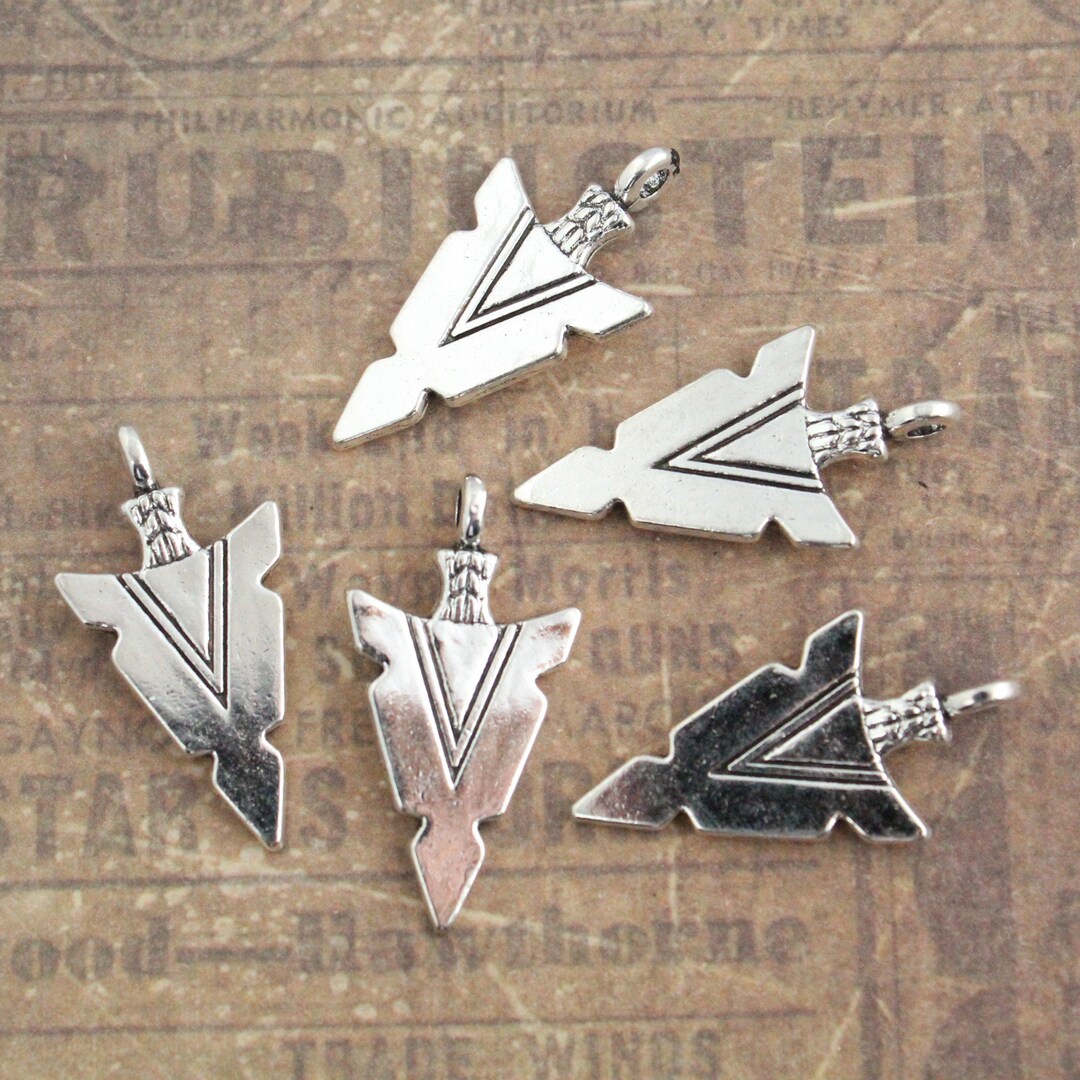 10 Arrow Head Charms Arrow Head Pendants Antiqued Silver Tone - Etsy