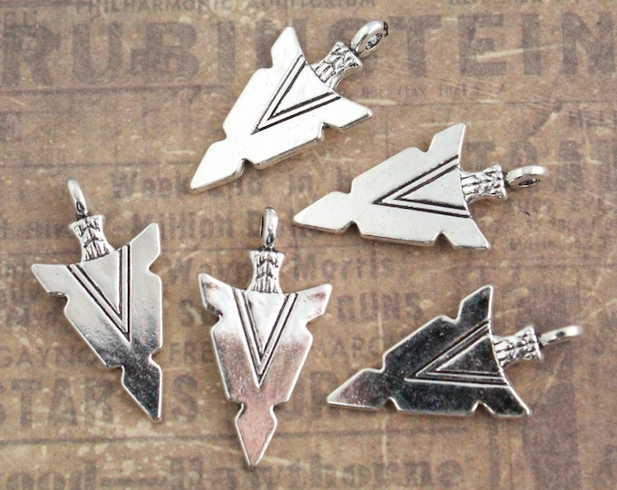 10 Arrow Head Charms Arrow Head Pendants Antiqued Silver Tone 15 X 30 ...