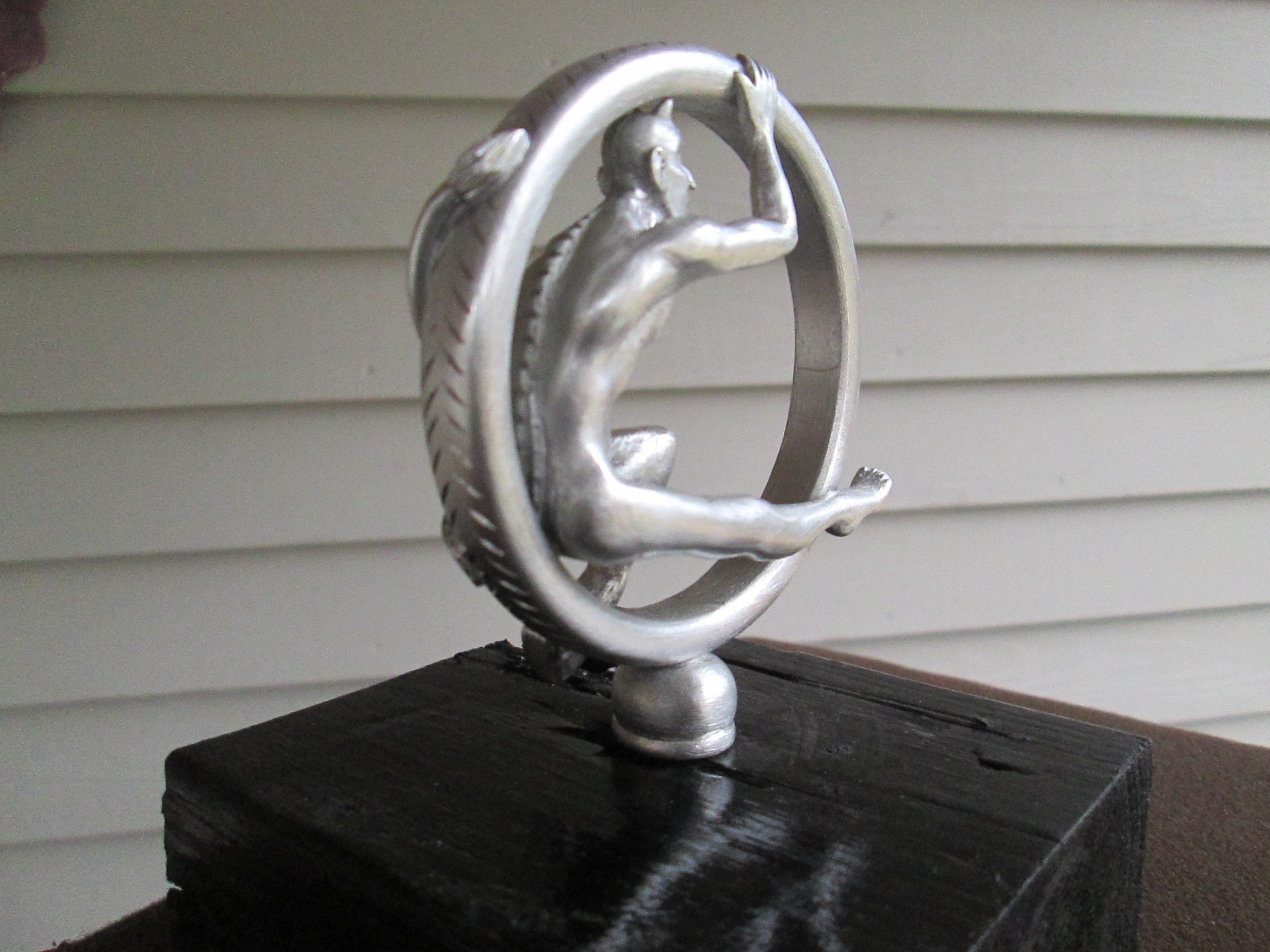 Vintage Satan in Tire, Speed Demon, Rolling Devil Car Hood Ornament - Etsy