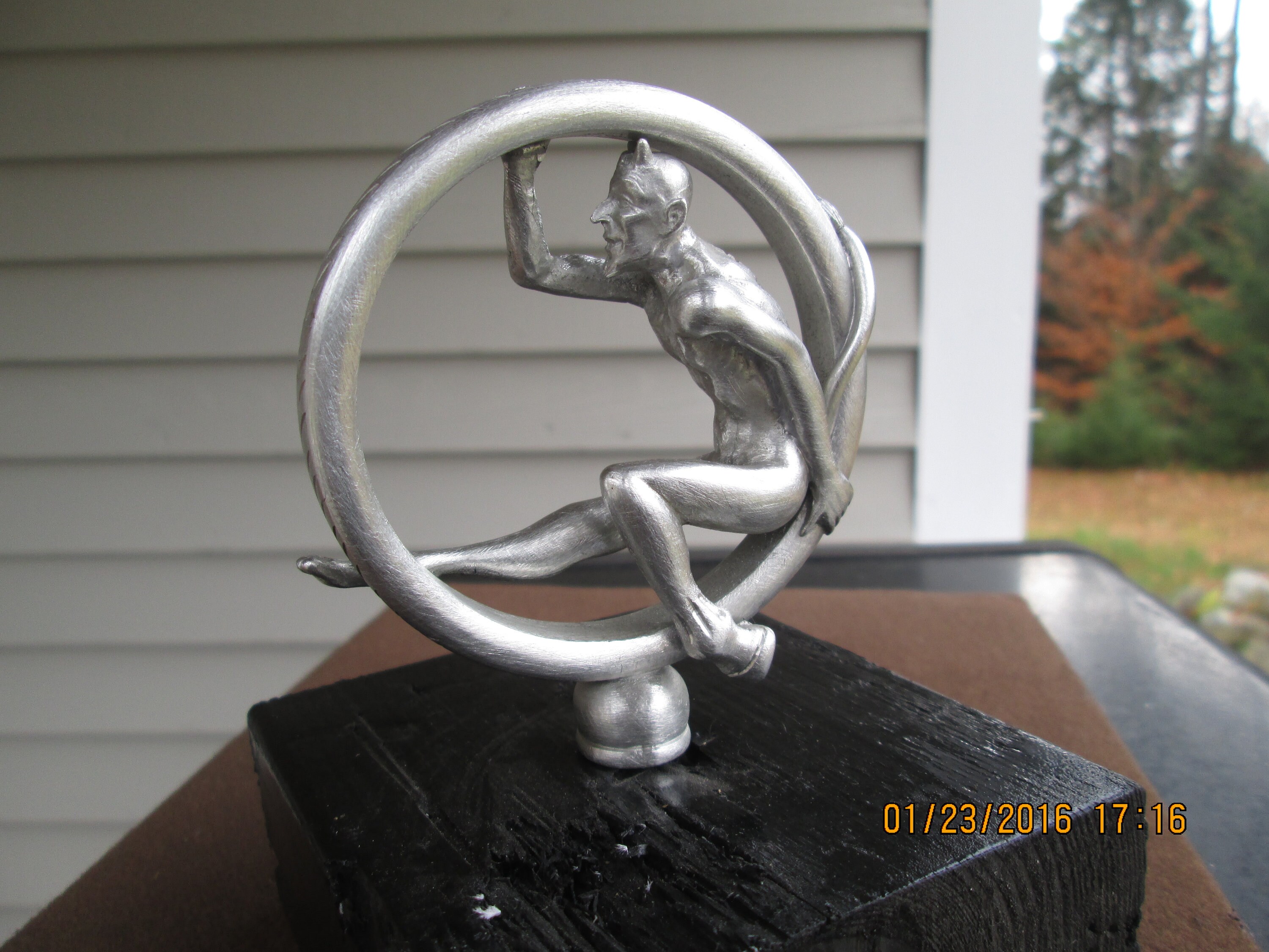 Vintage Satan in Tire, Speed Demon, Rolling Devil Car Hood Ornament - Etsy