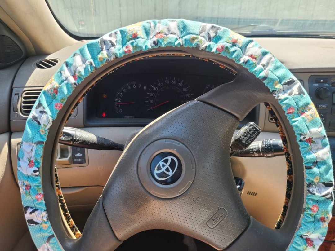 Cat Steering Wheel Cover, Floral Cat, Car Accessories, Flower Cat, Cat ...