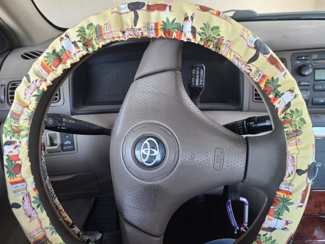 Cats Steering Wheel Cover, Cat Mom Gift, Cat Lover Gift, 100% Cotton ...