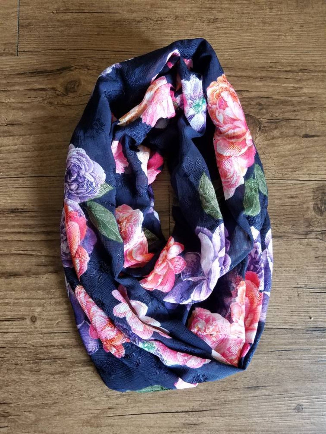 Silk Infinity Scarf, Silk Cowl Scarf, Floral Scarf, Spring Vibes, Gift ...