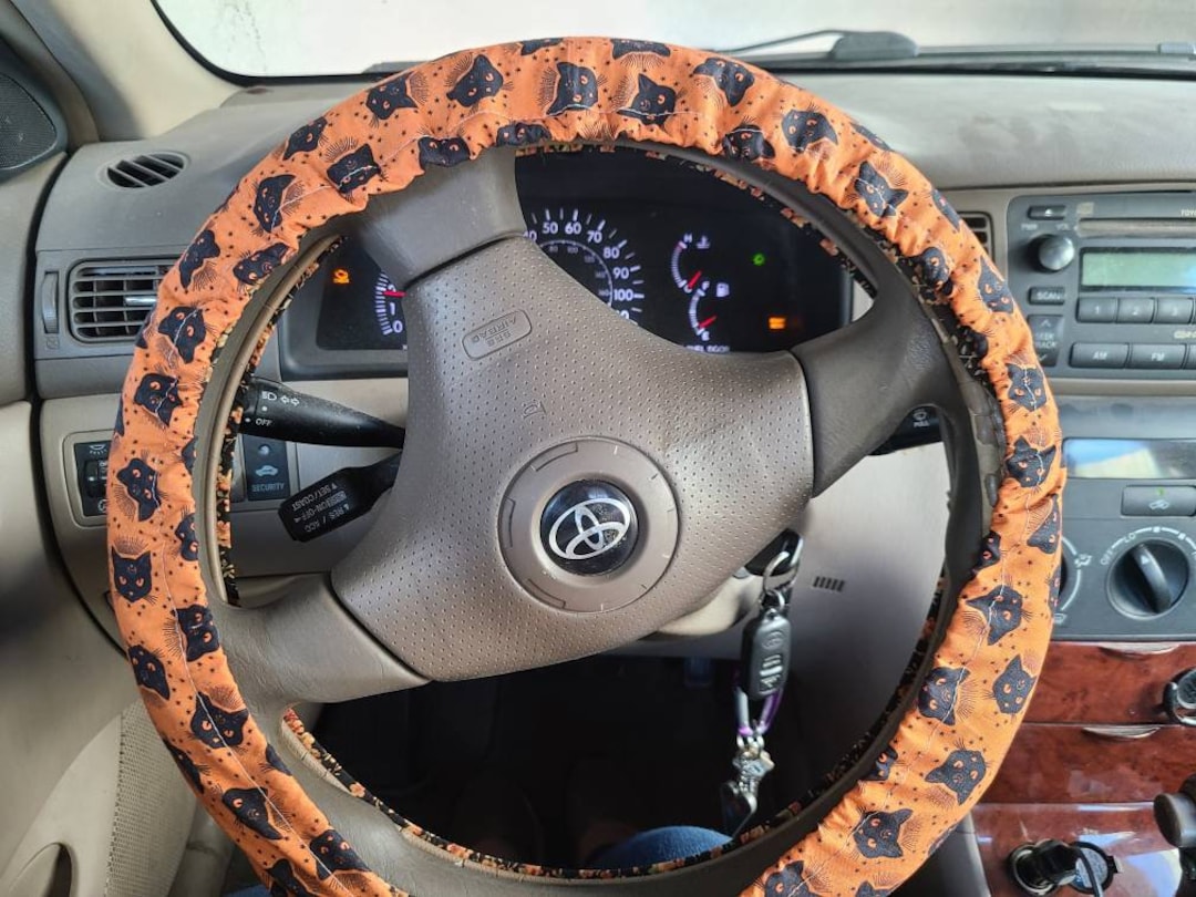 Cat Steering Wheel Cover, Halloween Car Accessories, 100% Cotton ...