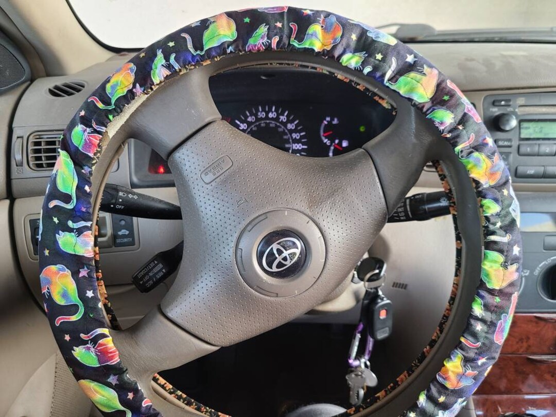 Cat Steering Wheel Cover, Galaxy Cat, Car Accessories, Cosmic Cat, Cat ...