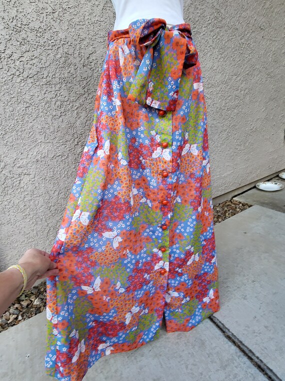 1970s Cotton Floral Maxi Skirt - Gem