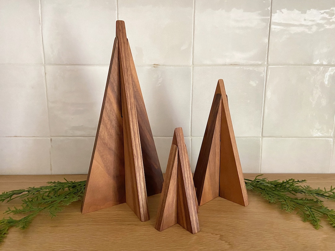 Wood Christmas Treesset of 3 Modern Interlocking Christmas Trees ...