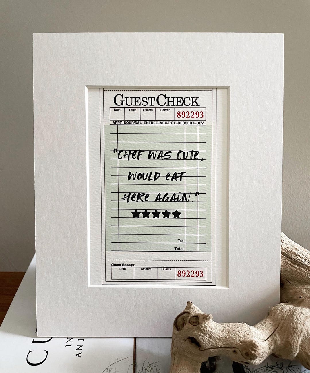 Humorous Guest Check Wall Art – “chef Was Cute Would Eat Here Again ...