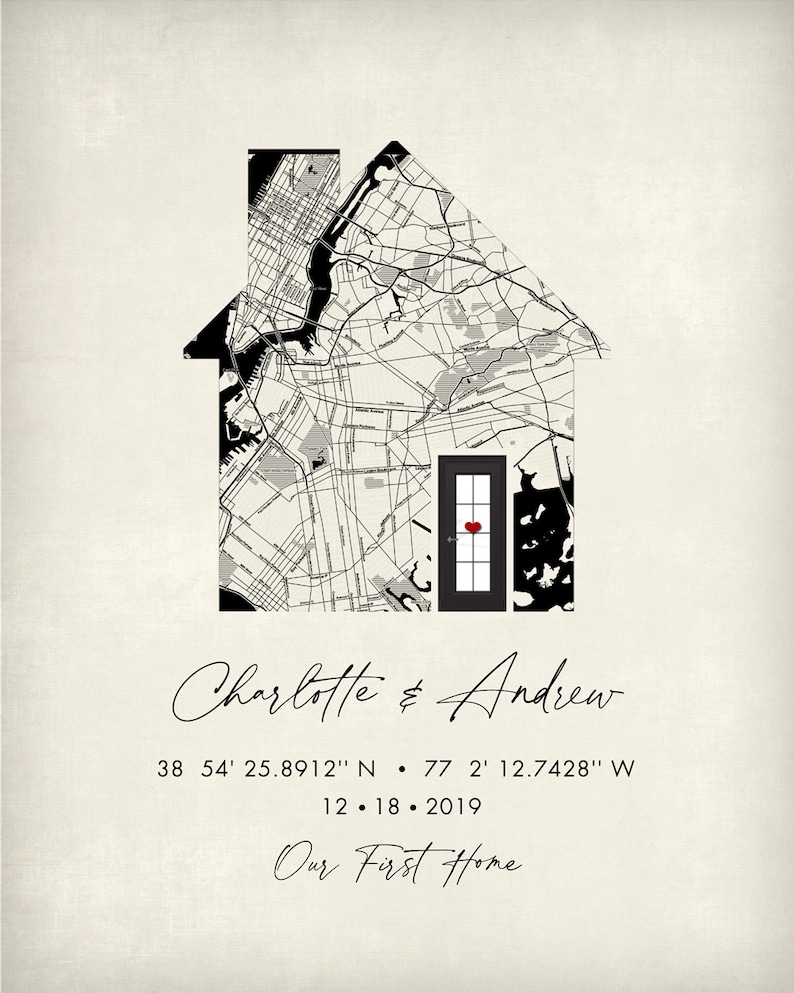 Custom Home Map First Time Home Buyer Personalized - Etsy