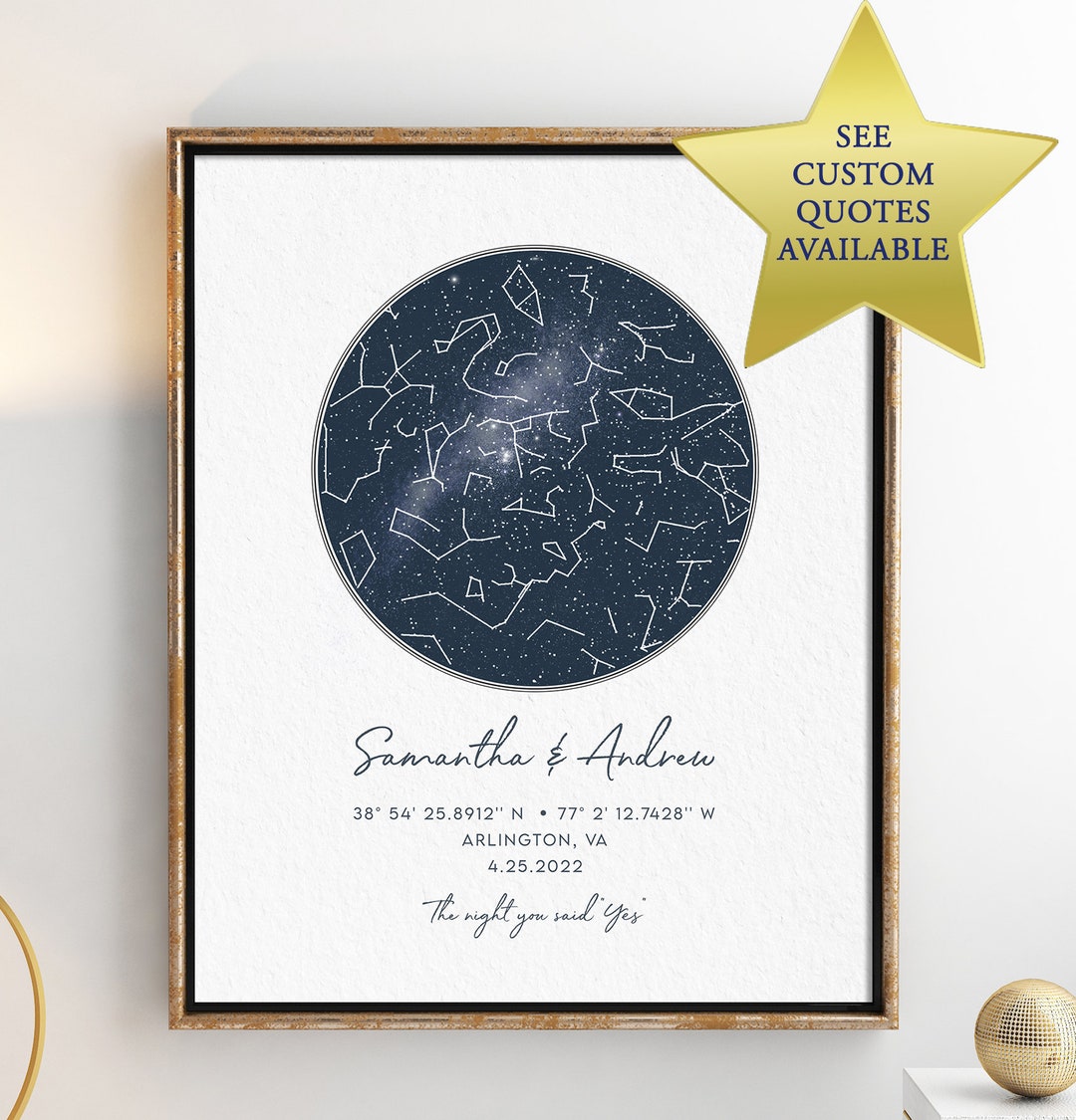 Custom Star Map Astronomy Map as Gifts for Her Personalized - Etsy