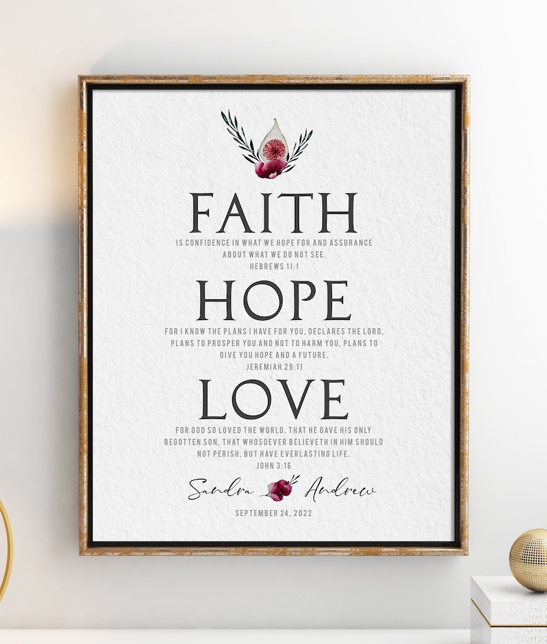 Faith Hope Love Bible Verse Wall Art Print Scripture Quote - Etsy