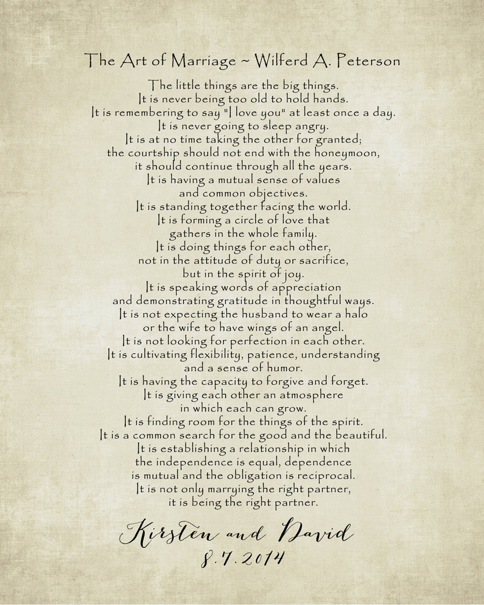 The ART of MARRIAGE Poem Print Personalized Wedding Blessing - Etsy