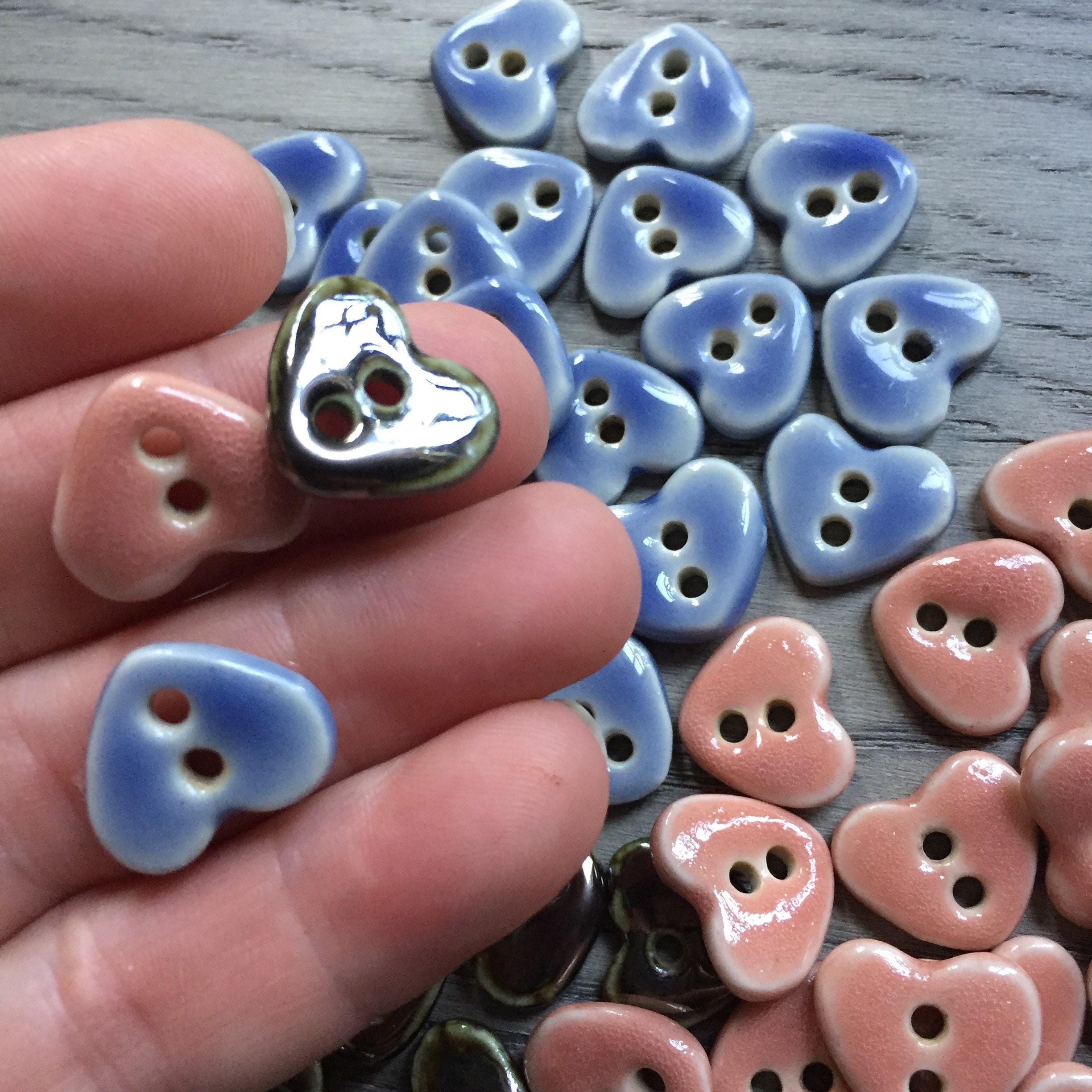 Handmade Ceramic Heart Buttons - Tiny Buttons for Clothing Accents - Etsy