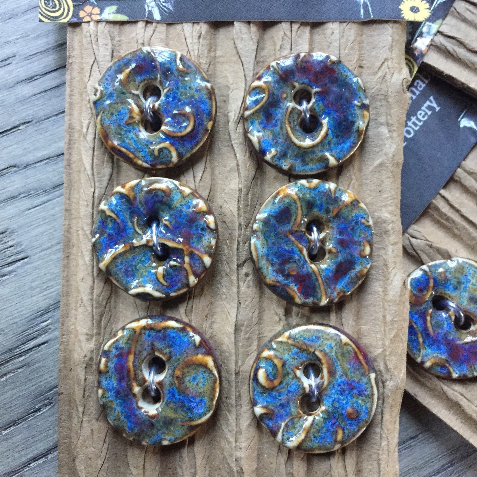 Handmade Buttons Ceramic Buttons Blue Purple Brown Porcelain | Etsy