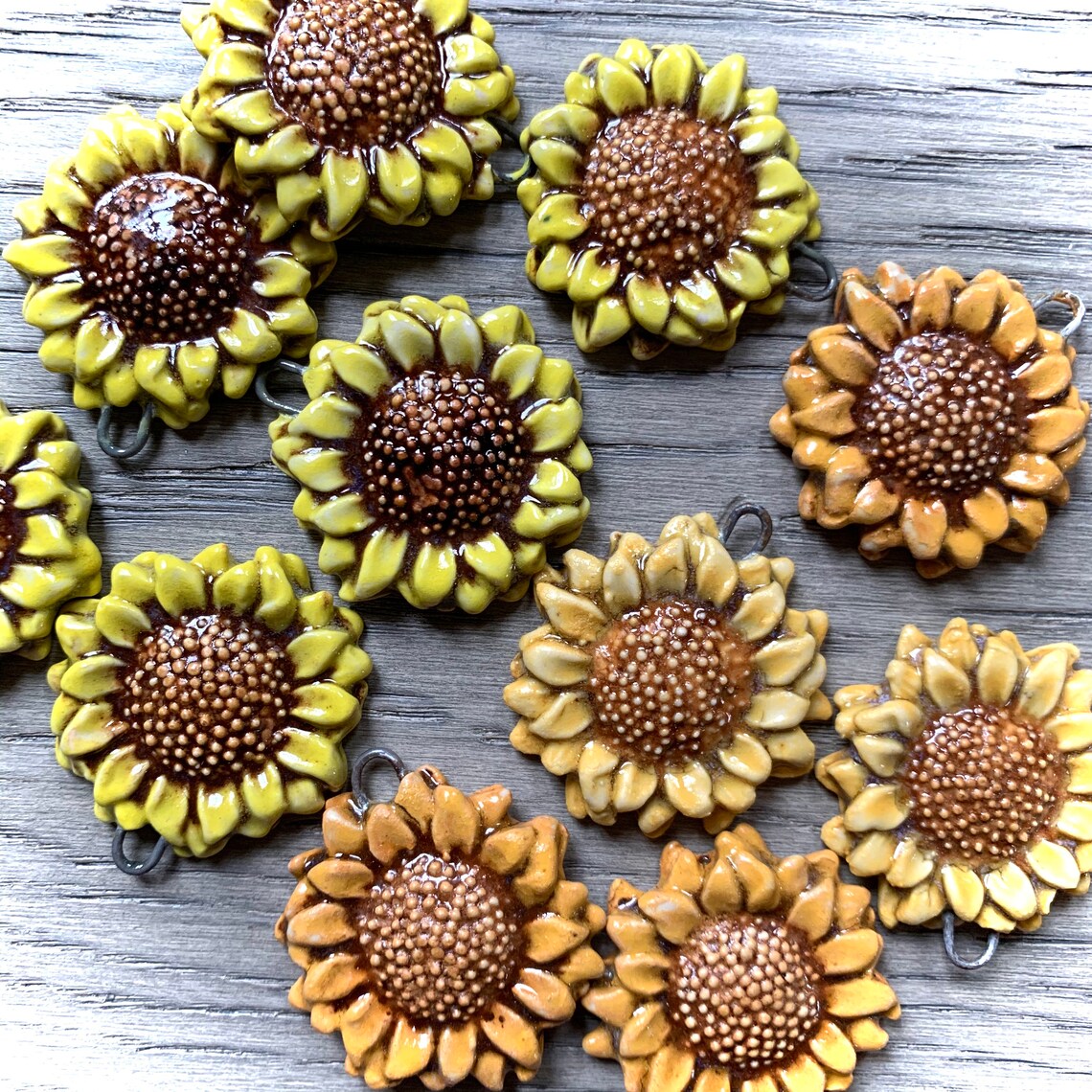Ceramic Sunflower Pendant Yellow Sunflower Pendant Necklace | Etsy
