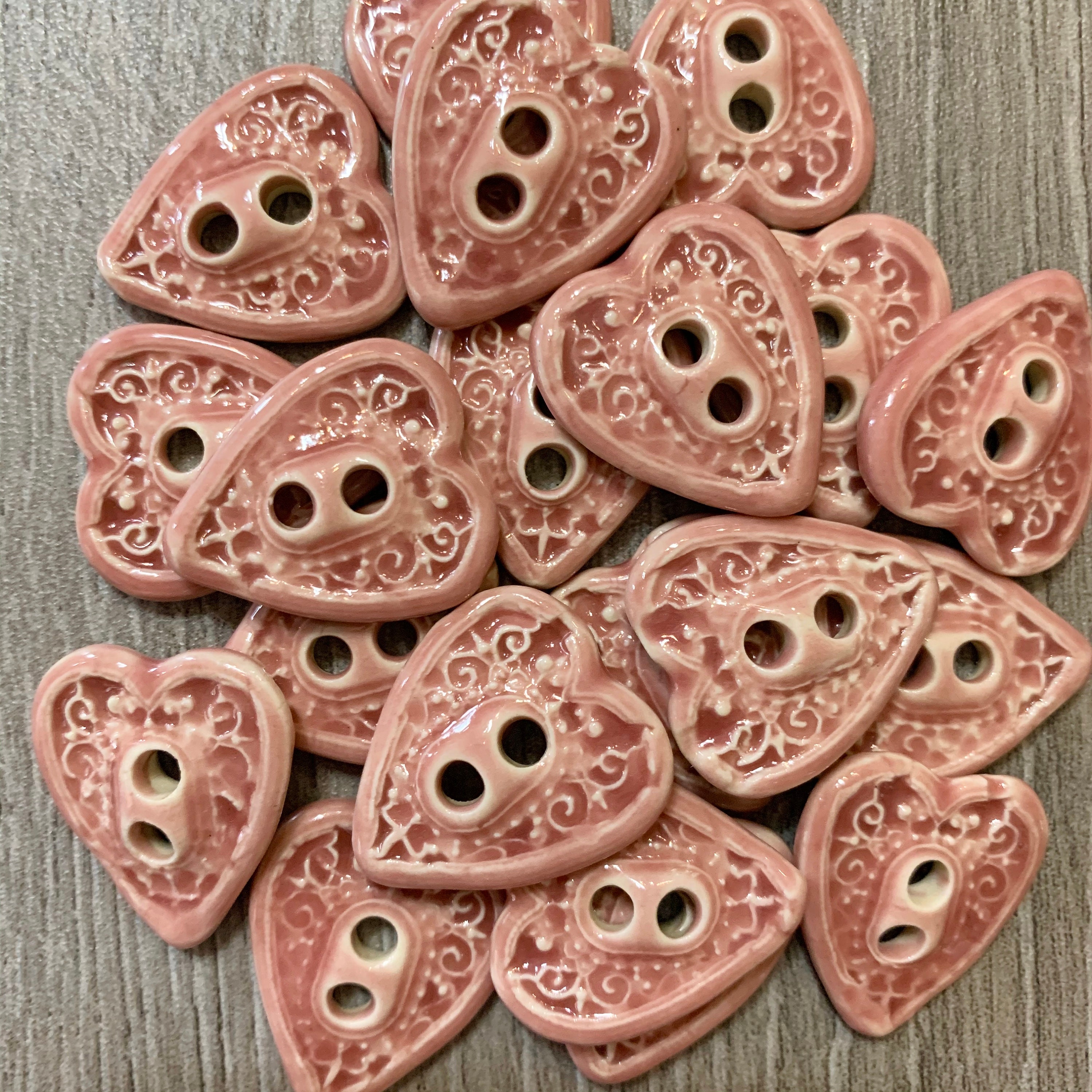 Botones de corazón brillante botones de cerámica hechos a | Etsy