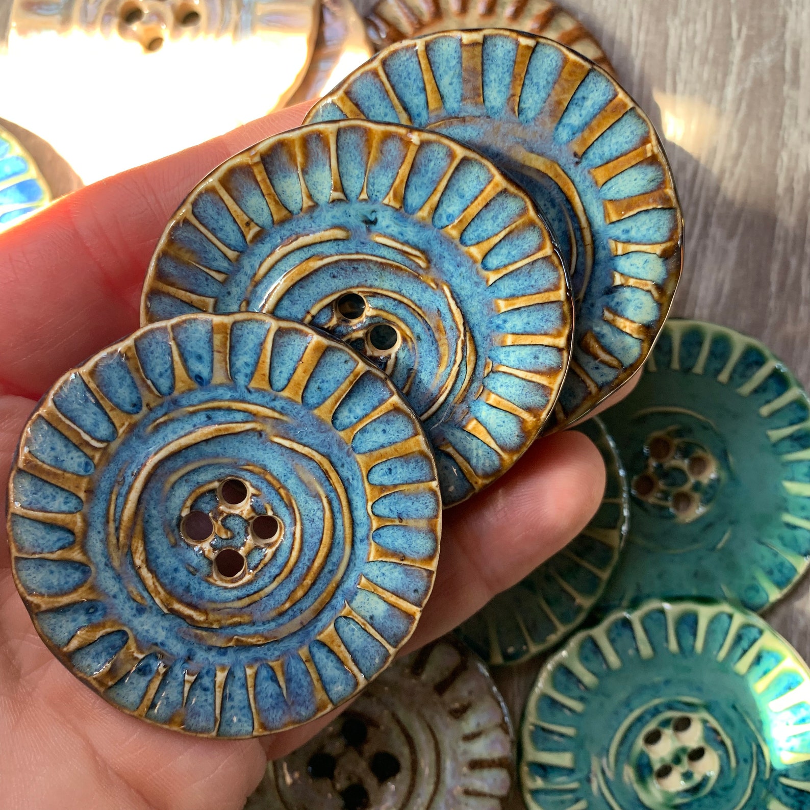 Large 2 Ceramic Buttons Handmade Rustic Button Accent Unique - Etsy