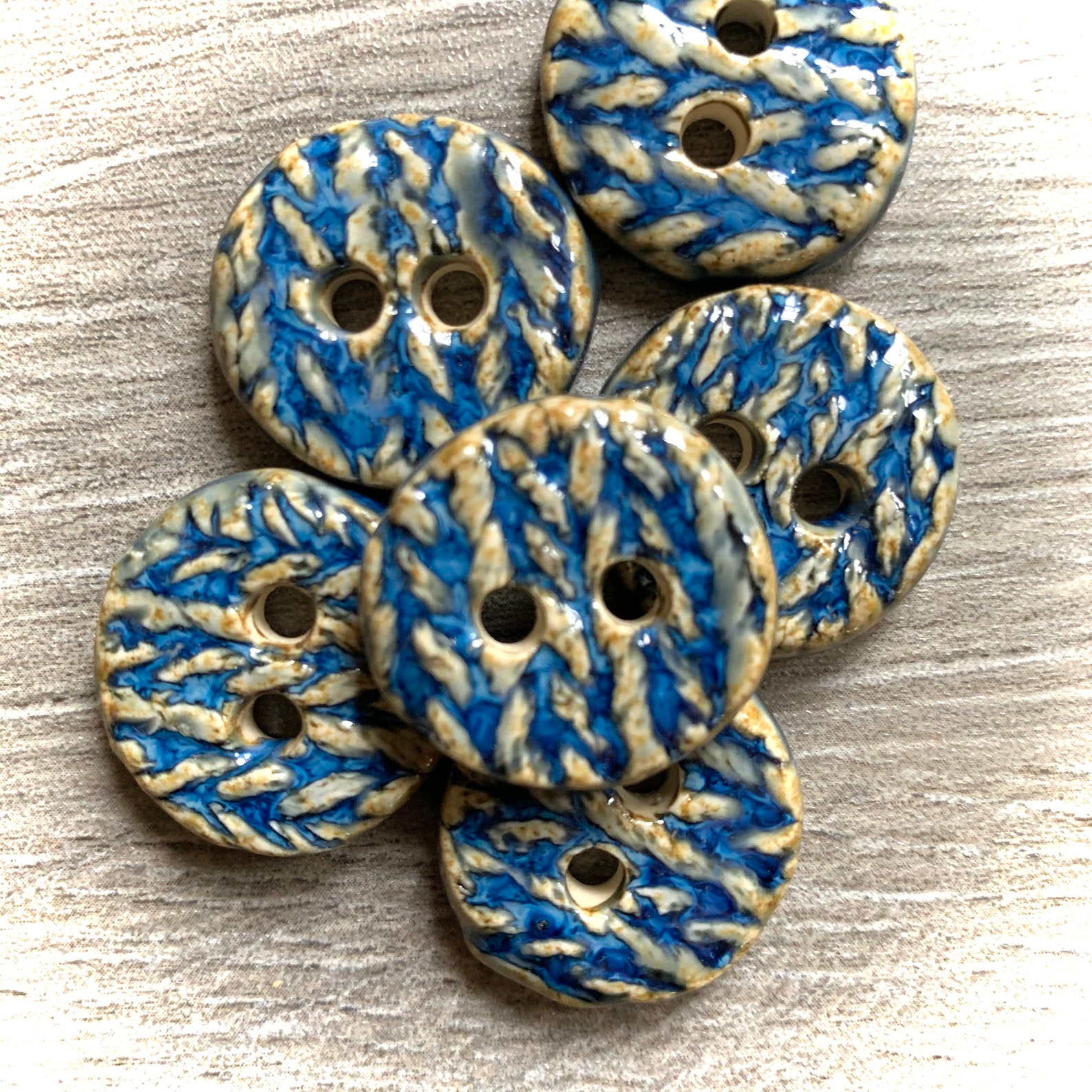 Blue Sweater Buttons Knitted Texture Buttons Ceramic - Etsy
