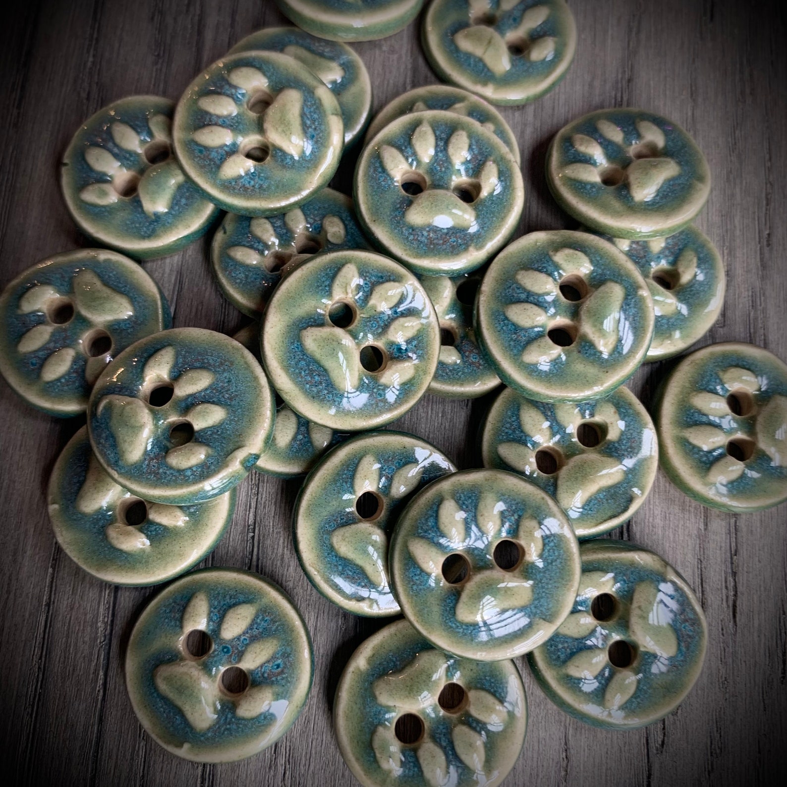 Handcrafted Stoneware Paw Print Buttons – Set of 6, Animal Accent - Etsy