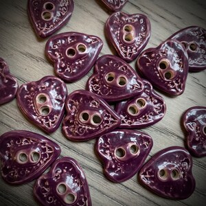 Bright Heart Buttons Handmade Ceramic Buttons Ceramic Heart Bead Focal ...