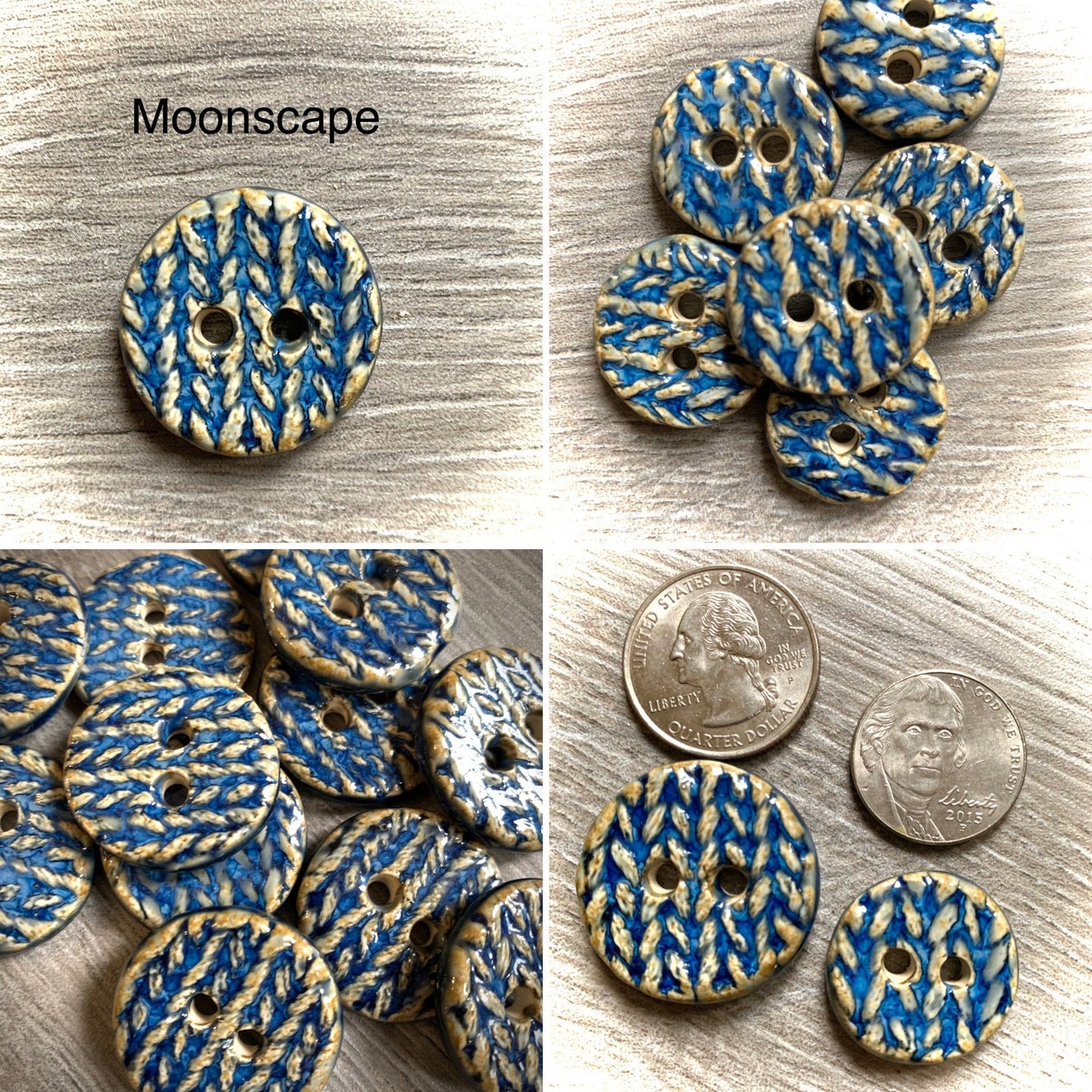 Blue Sweater Buttons Knitted Texture Buttons Ceramic - Etsy